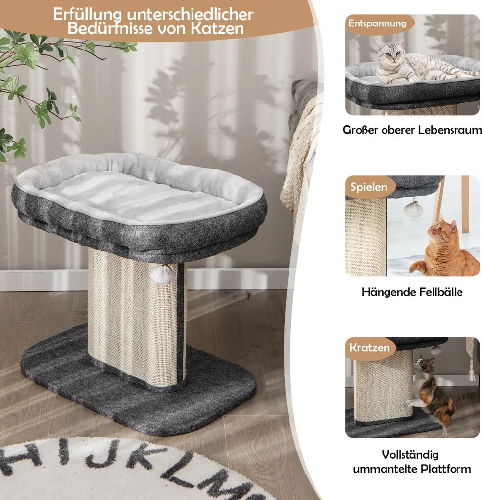 Costway Moderní nábytek pro kočky na škrabadlo s velkým plyšovým sedákem