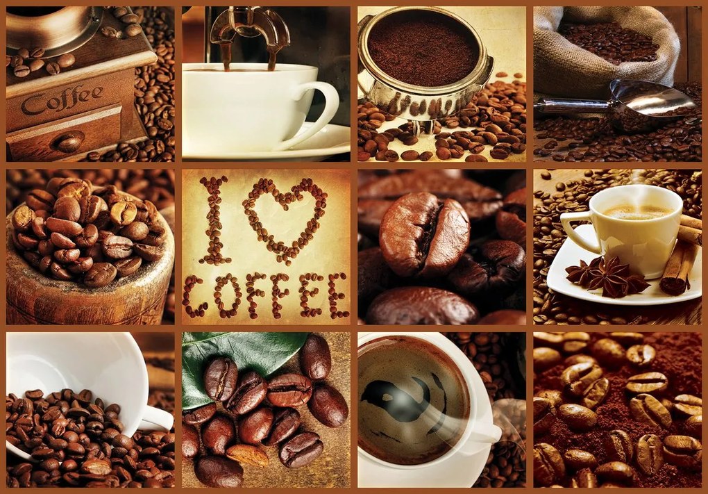 Fototapeta - I love coffee - koláž (152,5x104 cm)