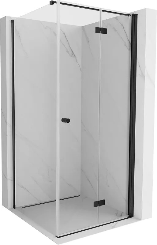 Mexen Mist-F T, 1-křídlý ​​skládací sprchový kout pravý 95 x 95 cm, čiré sklo, černý profil, 8A6T-095-095-70-00-P