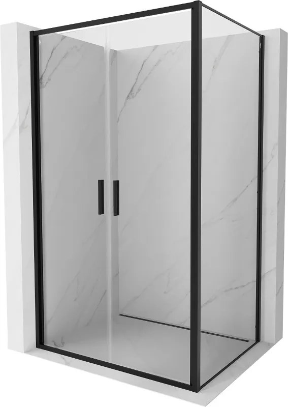 Mexen Exo, výklopná sprchová kabina, dveře 110 cm + boční stěna 100 cm, transparentní sklo, černá, 814-110-100-70-00