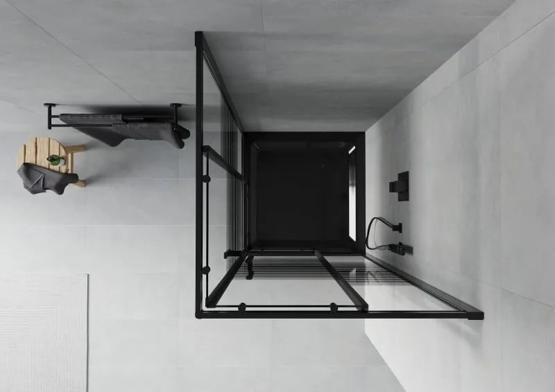 Mexen Rio čtvercový sprchový kout 70 x 70 cm, černé pruhy, černý + vanička Flat, černá - 860-070-070-70-20-4070B