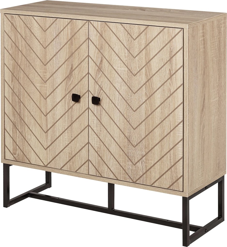 HOMCOM Kuchyňský Kredenc s 2 Dveřmi a Policemi - Úložný Kabinet pro Jídelnu, Obývací Pokoj a Ložnici, Moderní Styl 80x29,5x80 cm Přírodní Dřevo a Čer…