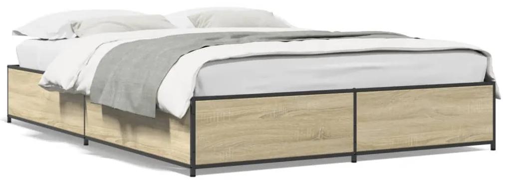 Rám postele dub sonoma 120 x 190 cm kompozitní dřevo a kov - Default Title