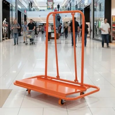 Aosom Vozík na sádrokartonové desky, ocelový rám, otočná kolečka s brzdou, 116 x 57 x 114 cm, oranžová