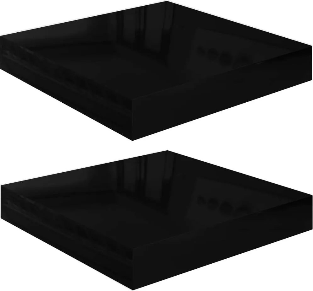 vidaXL Plovoucí nástěnné police 2 ks 23 x 23,5 x 3,8 cm MDF [323761] Barva: černá s vysokým leskem