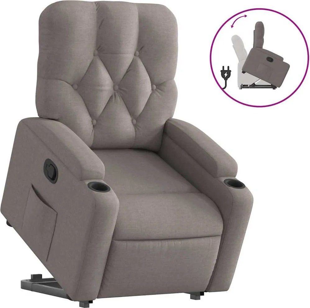 Zvedací polohovací křeslo taupe textil 3204718
