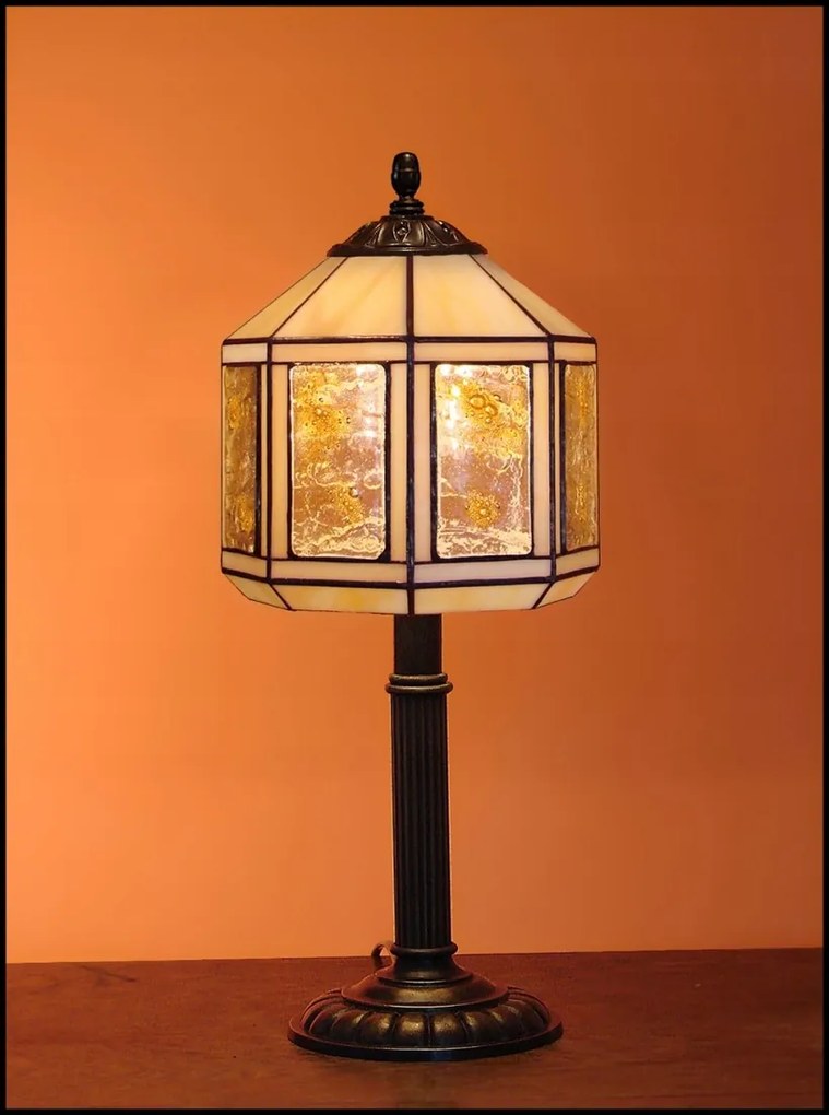 Vitrážová lampa noční stolní lampa Med H-48 cm