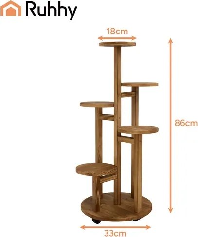 Elegantní dřevěný stojan na květiny 86 × 33 cm