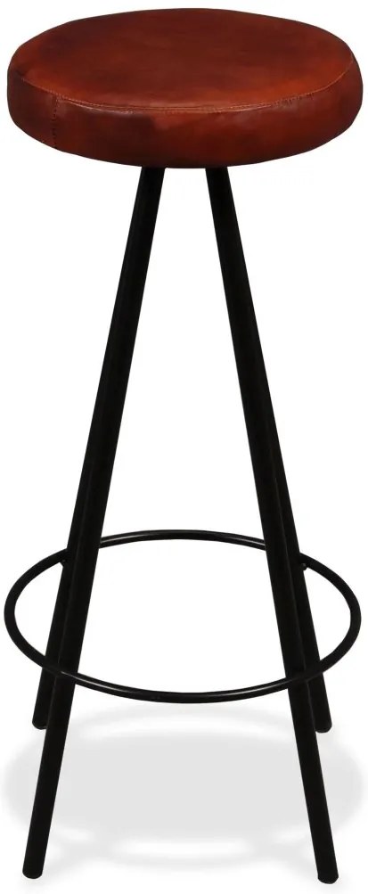 Barové stoličky 4 ks | pravá kůže a ocel