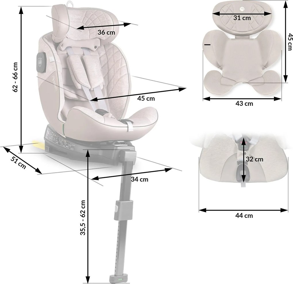 Autosedačka Aero Line, ISOFIX,0-36 kg, béžová | Nukido