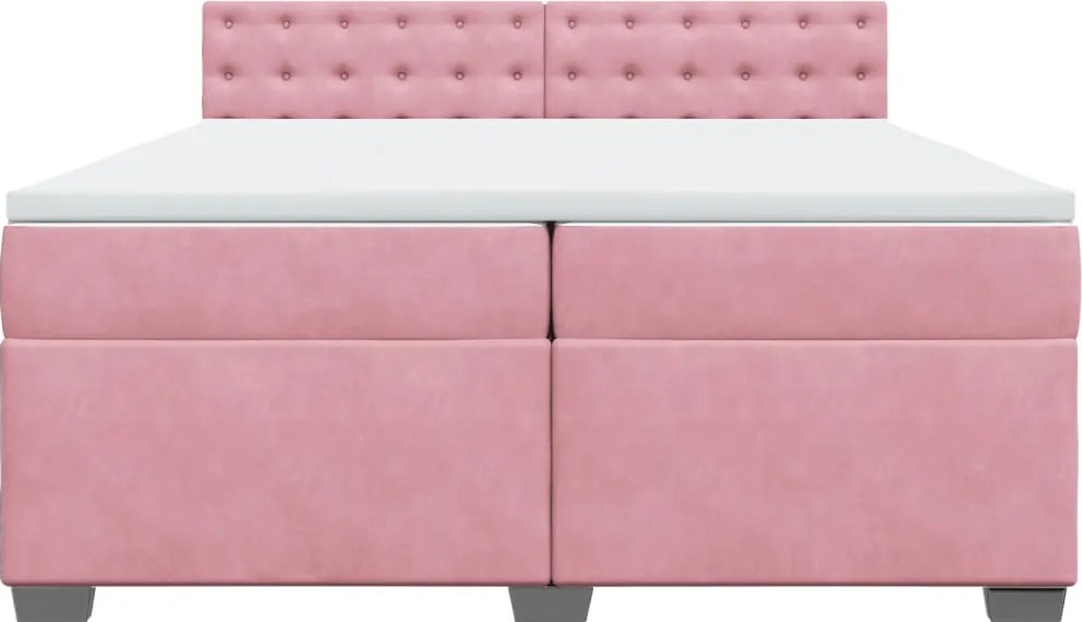 Box spring postel s matrací růžová 200x200 cm samet 3288719