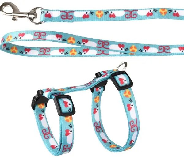 Postroj s vodítkem kitten Arwen 20-30cm modrý Flamingo