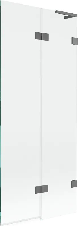 Mexen Lunar L, 2-křídlová vanová zástěna pravá 80 x 150 cm, čiré sklo, grafitová, 897L-080-100-95-00-P