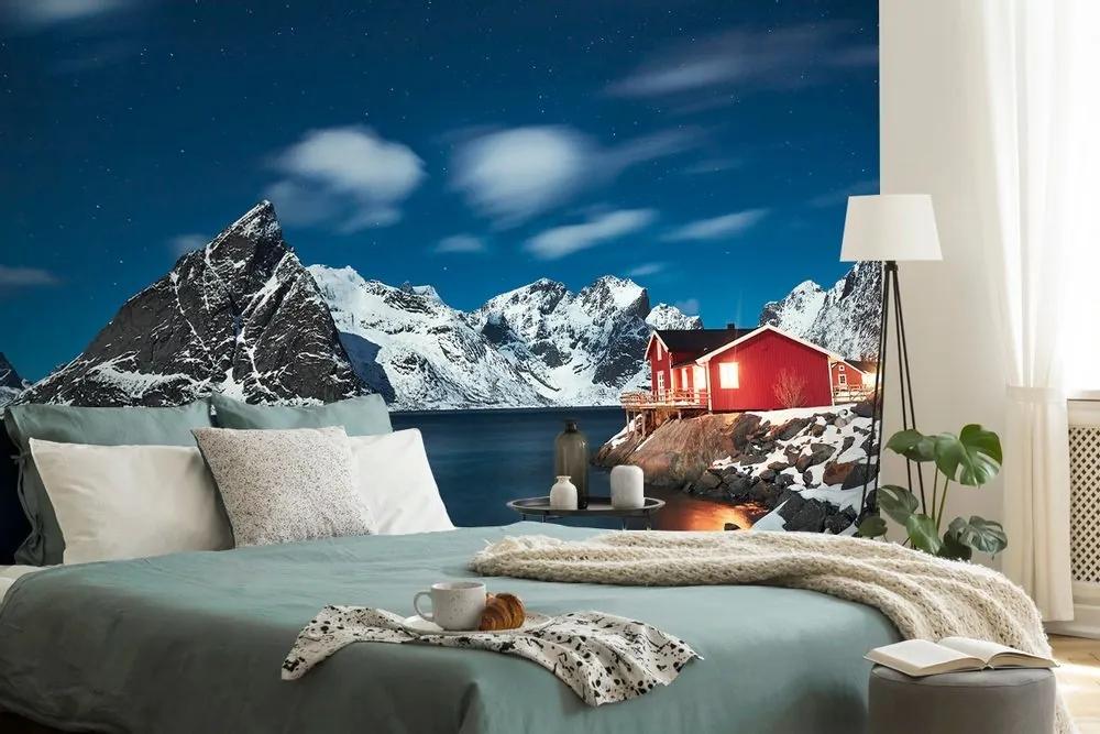 Samolepící fototapeta noční krajina v Norsku - 300x200 cm