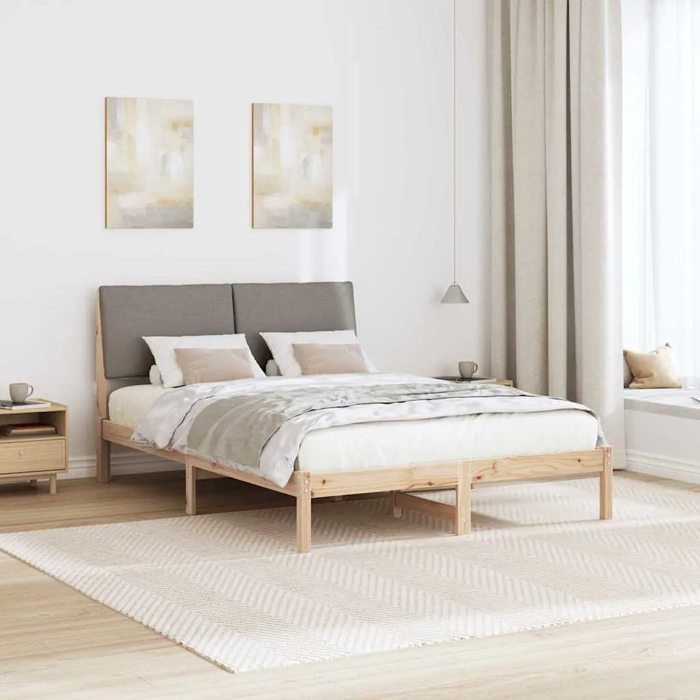 Rám postele Hnědá a taupe 160 x 200 cm Masivní borovicové dřevo 3394371