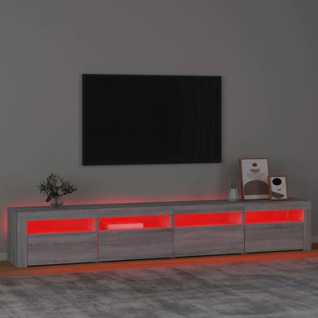 TV skříňka s LED osvětlením šedá sonoma 240x35x40 cm 3152768