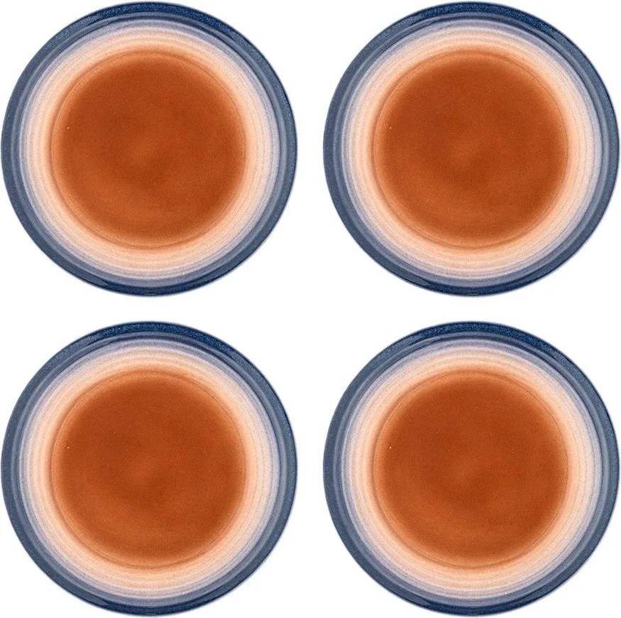 Modré/oranžové dezertní talíře v sadě 4 ks z kameniny ø 20,5 cm Tatum – Bloomingville