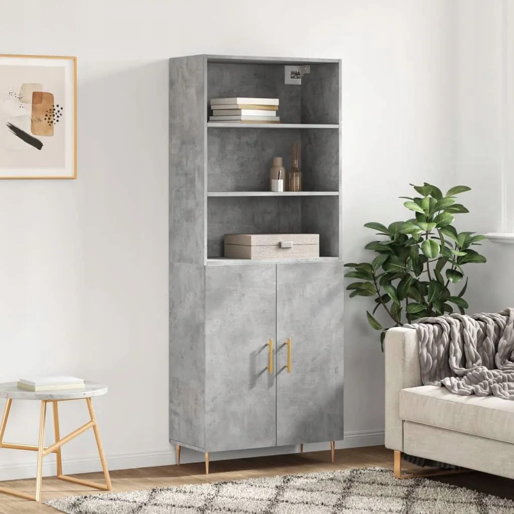 Fionshop 263888457 Skříň highboard betonově šedá 69,5x34x180 cm kompozitn