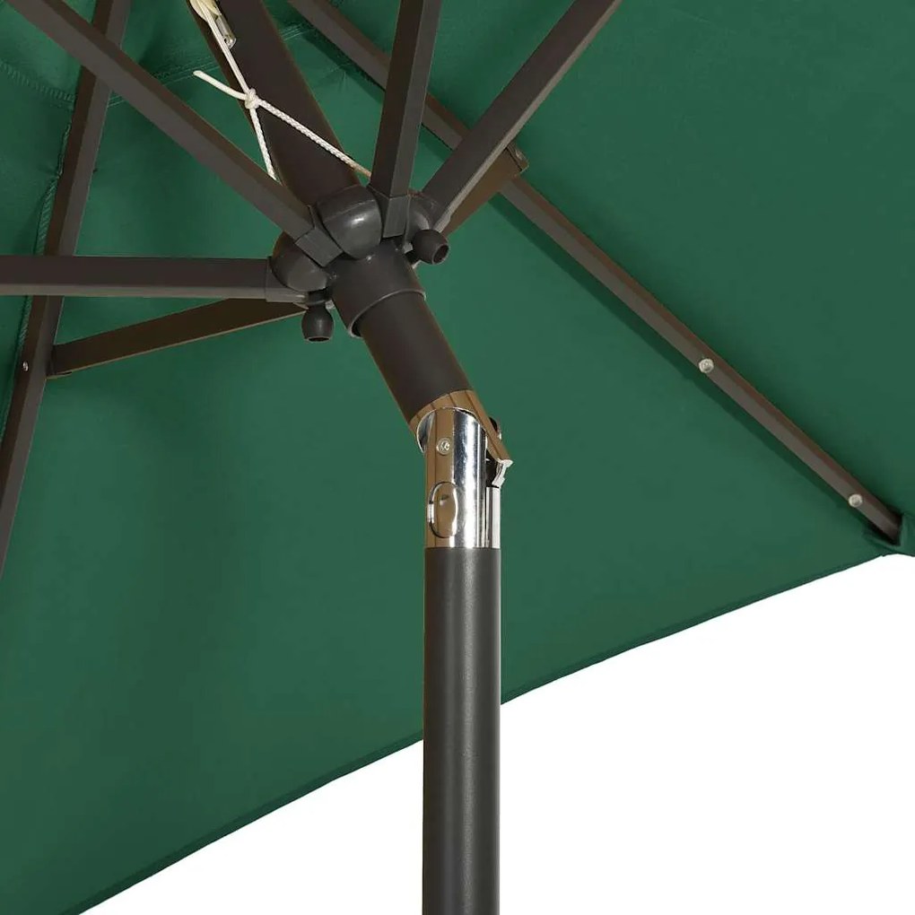 Zahradní slunečník s LED osvětlením zelený 200 x 211 cm hliník 313558