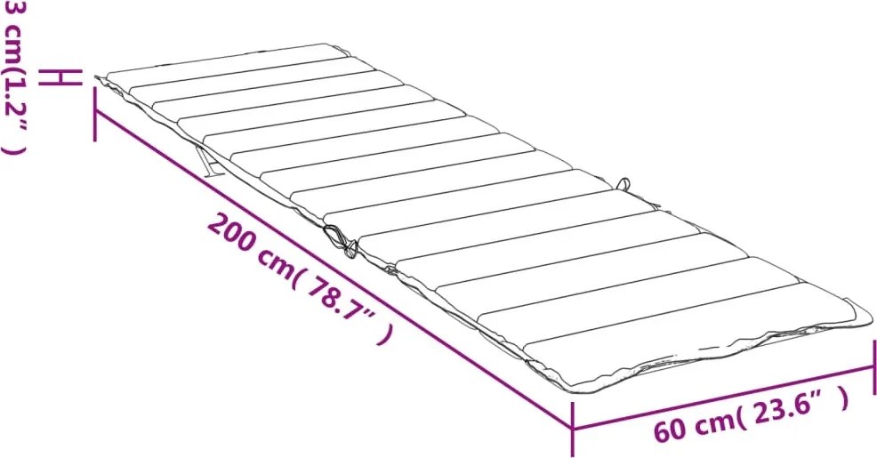 vidaXL Poduška na lehátko 200 x 60 x 3 cm oxfordská látka [314217] Barva: Černá
