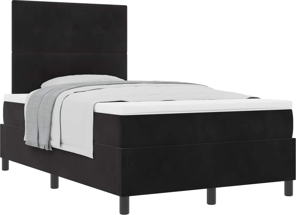 Postel s boxspringem s čelo Černý 120 x 190 cm samet 3339820