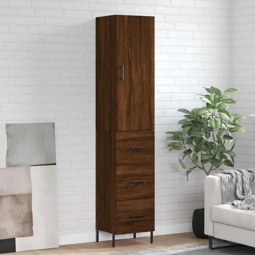 vidaXL Skříň highboard 34,5 x 34 x 180 cm kompozitní dřevo [3198861] Barva: bílá s vysokým leskem