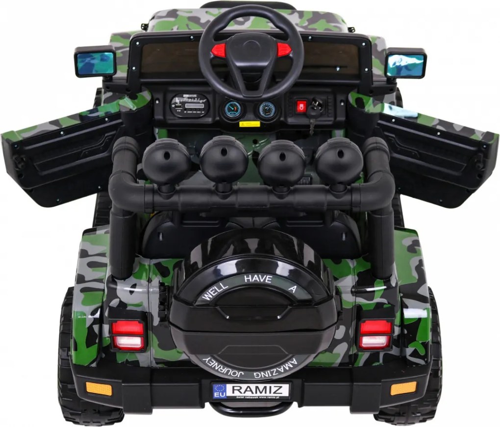 Ramiz Dětské terénní auto Full Time 4WD maskáčové na dálkové ovládání + pohon 4x4 + LED audio + úložný prostor