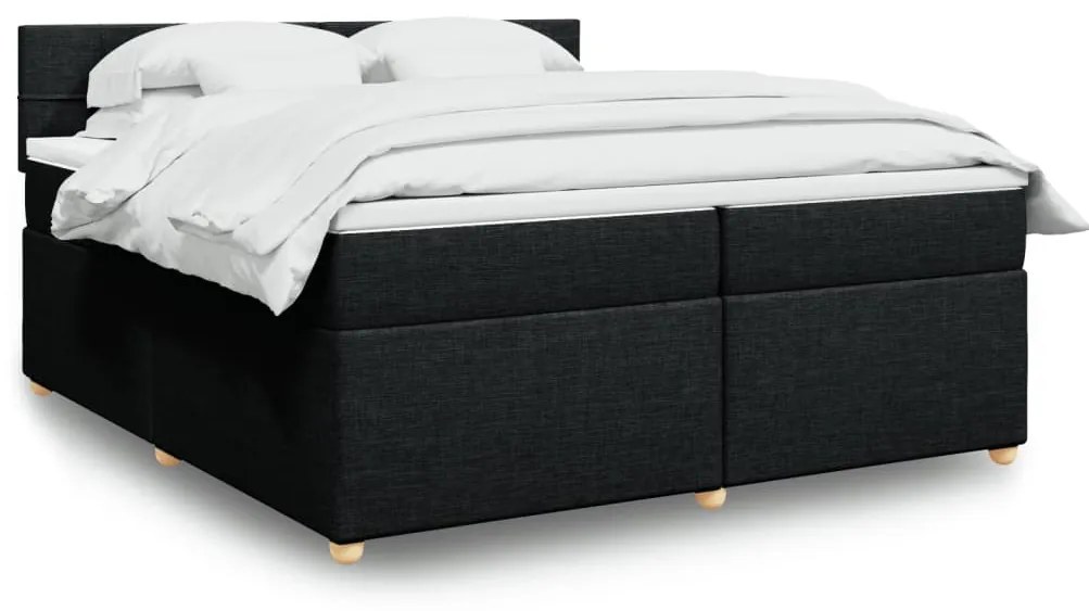 Box spring postel s matrací černá 200x200 cm textil 3289089