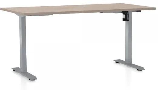 Výškově nastavitelný stůl OfficeTech A, 160 x 80 cm, šedá podnož