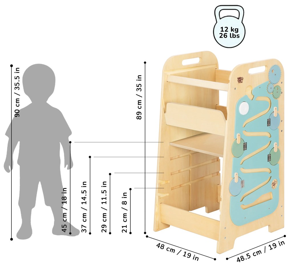 Rostoucí učící věž 5v1 Play XL 89cm – mátová