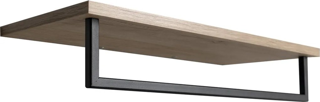 Sapho Sapho, SKA polička na ručníky s hrazdou 600x250mm, dub/černá mat, SKA385B