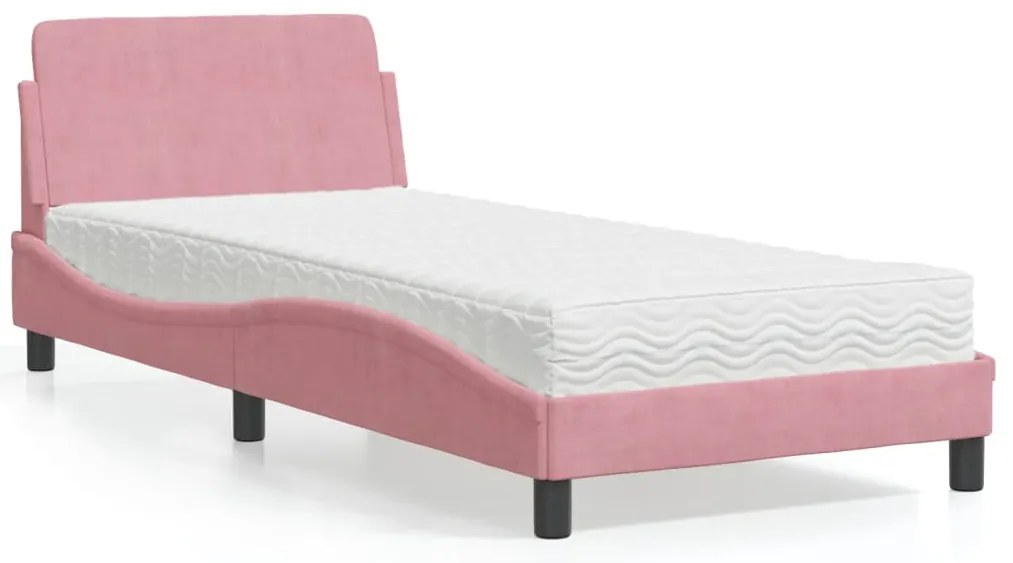 Postel s matrací Dover růžová 80 x 200 cm samet 3208296