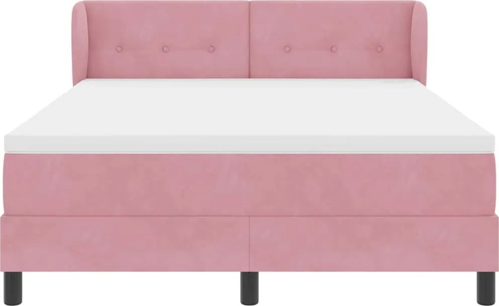 Postel s boxspringem s čelo Růžová 140 x 190 cm samet 3340387