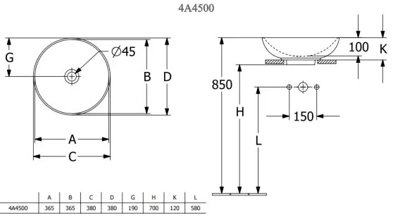 Villeroy & Boch 4A450001 - Umyvadlo na desku LOOP&FRIENDS pr.38 cm keramika/bílá