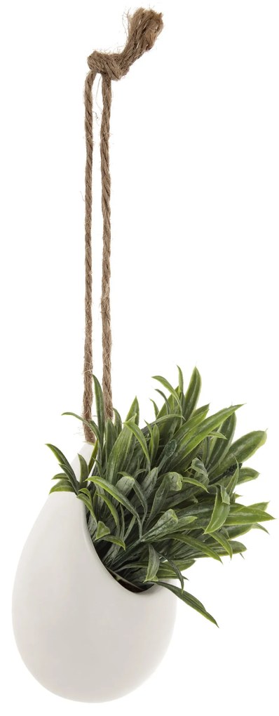 Umělá rostlina v dekorativním květináči, visící na provázku, 13 cm