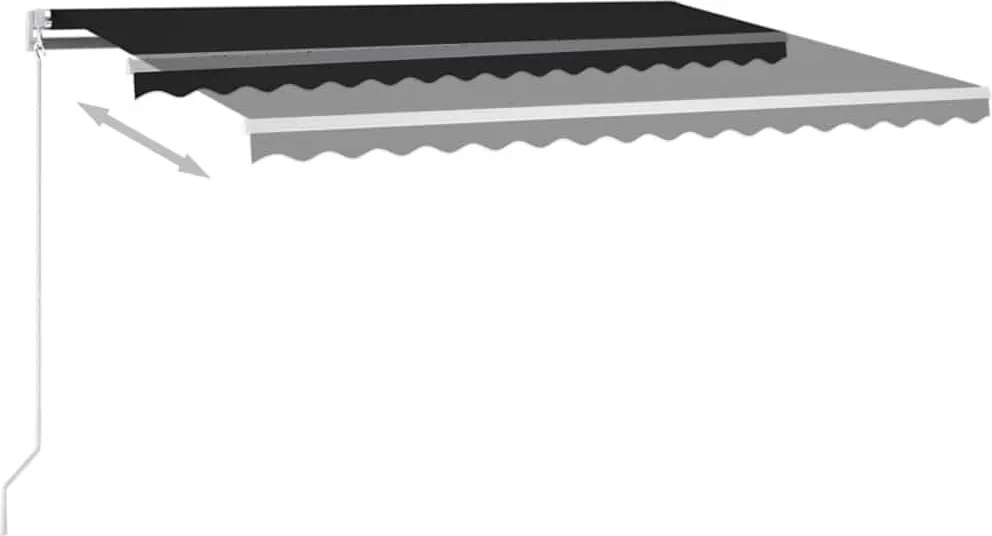 Ručně zatahovací markýza s LED světlem 400 x 300 cm antracitová 3068904