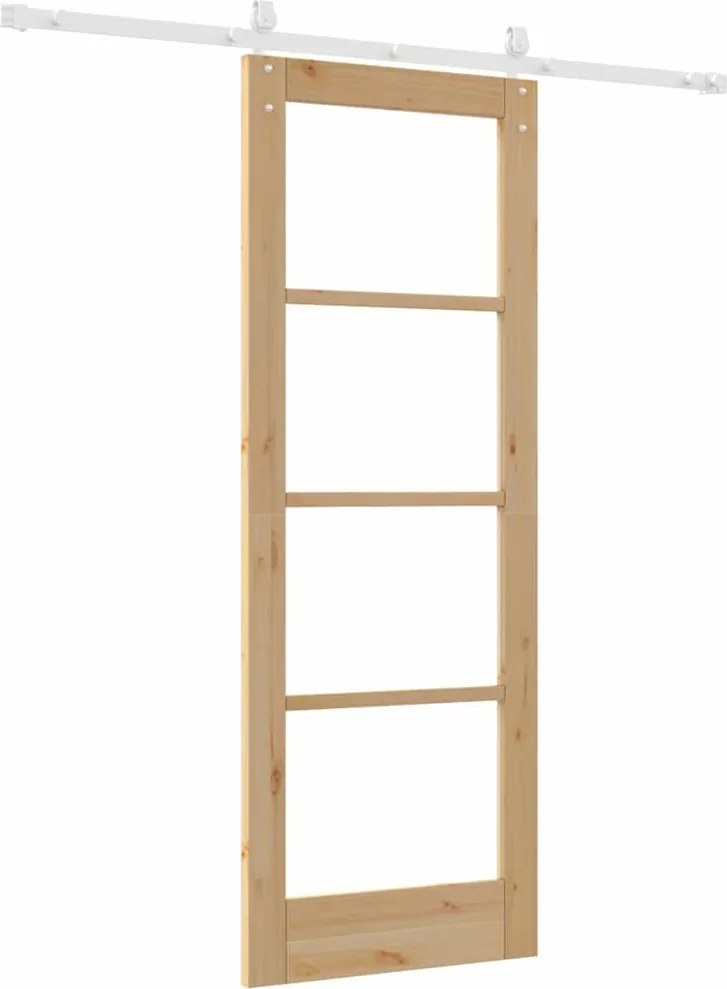 Posuvné dveře 73,5 x 198,5 cm Masivní borové dřevo a sklo 3332351