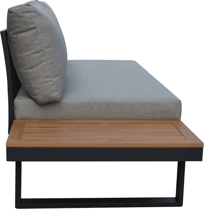 Zahradní set NOREVIA - polywood, hliník, látka, šedá / hnědá