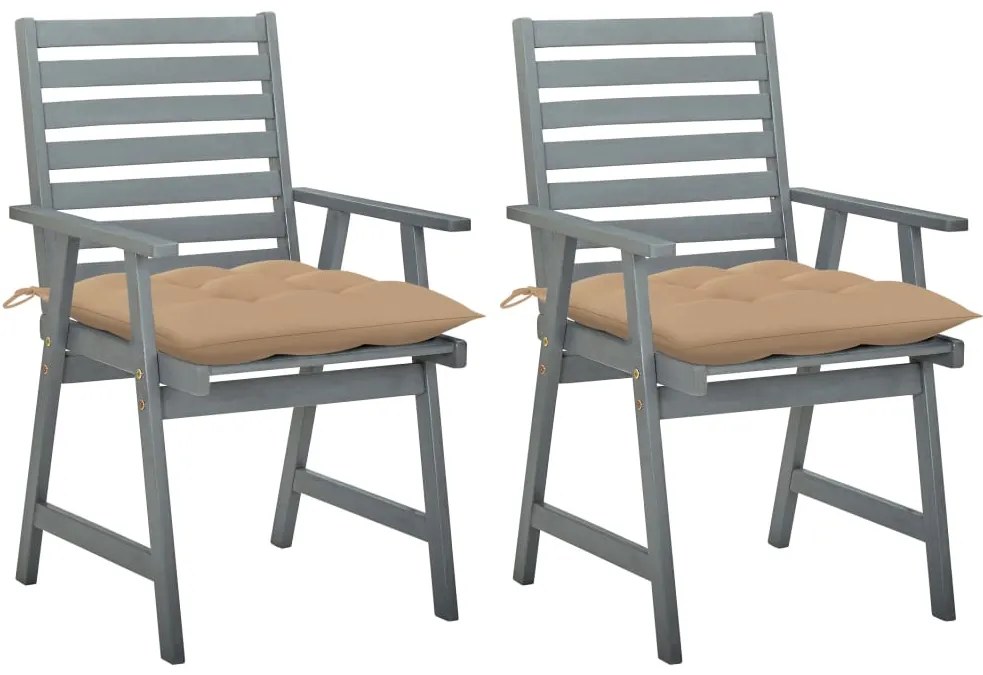 3064419 vidaXL Zahradní jídelní židle s poduškami 2 ks masivní akáciové dřevo