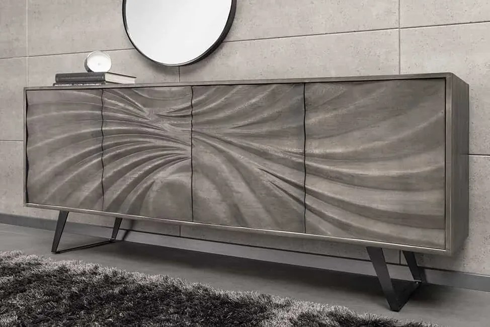 Designová komoda z masivu Cyclone Akácie šedá 175cm