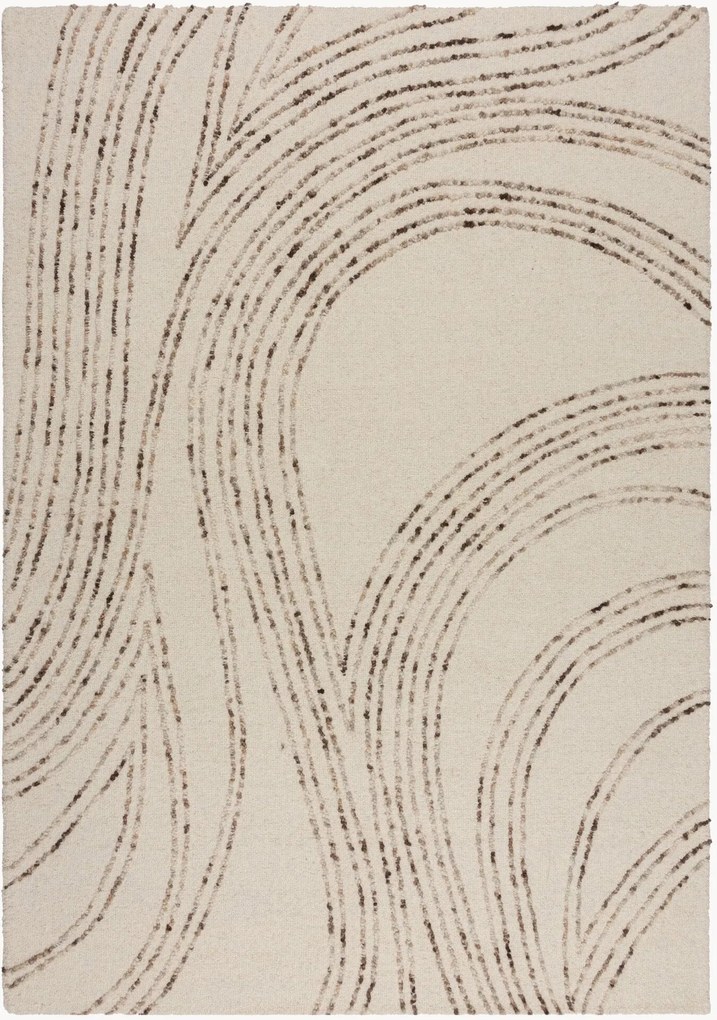 Ručně všívaný vlněný koberec se strukturovaným povrchem Abstract Swirl