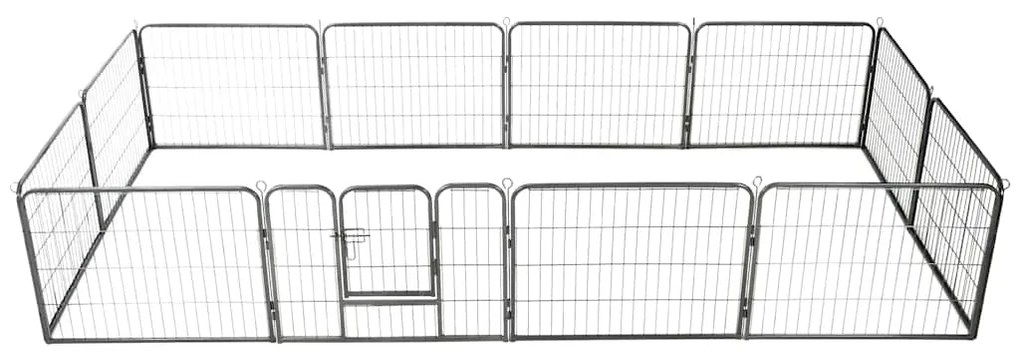 Ohrádka pro psy 12 panelů ocelová 80 x 60 cm černá 170573