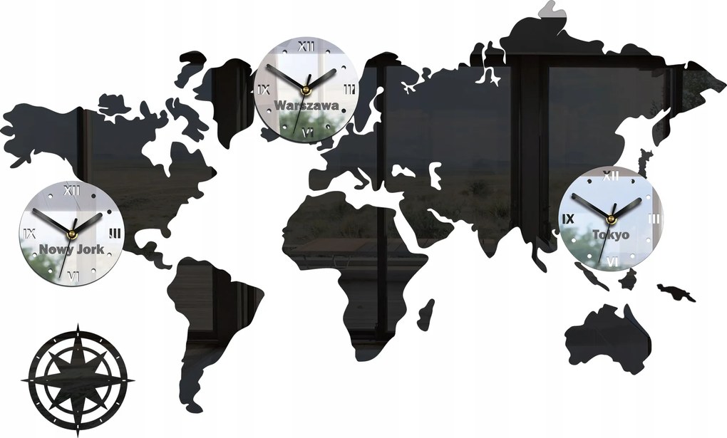 Nástěnné hodiny Mapa světa 100x58 Velká moderní tichá Diy dekorace