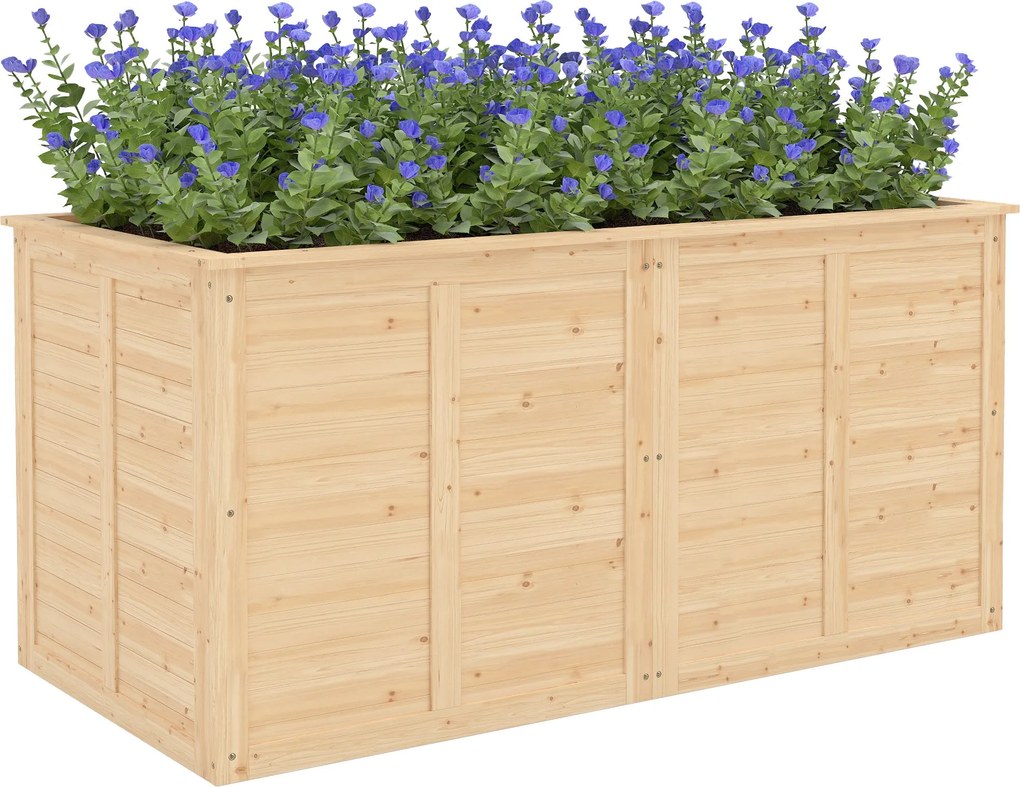 Outsunny vyvýšený záhon z borovice, 152 x 77 x 77 cm, hluboký truhlík s otevřeným dnem a výztuží, přírodní povrch | Aosom