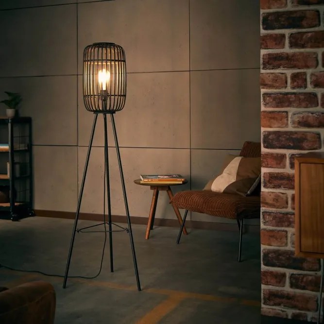 Brilliant 94977/76  Stojanová lampa WOODROW tmavý ratan
