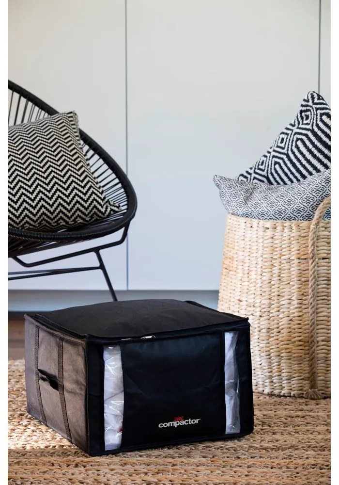 Černý úložný box na oblečení Compactor XXL Black Edition 3D Medium, 125 l
