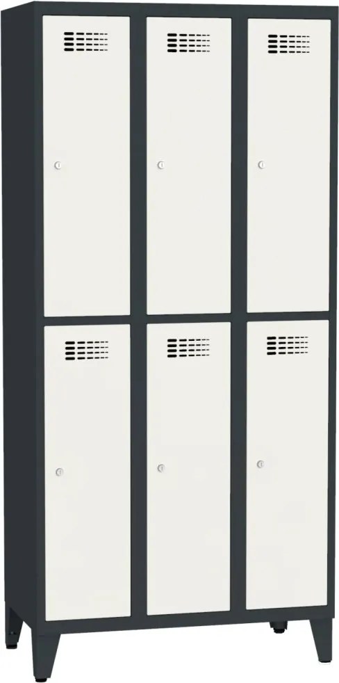 MALOW Šatní skříň dělená Sus 332 W šířka 900 mm [světle šedá, světle šedá, cylindrický zámek]