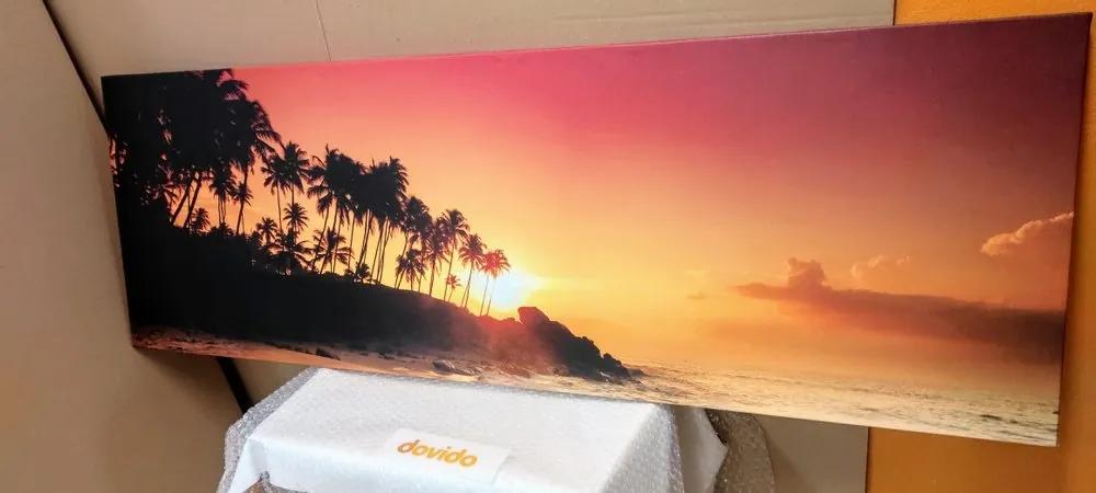 Obraz západ slunce na Srí Lance - 150x50 cm