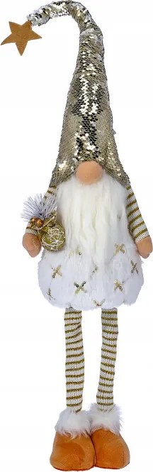 Vánoční dekorace skřítek bílá / zlatá 92 cm
