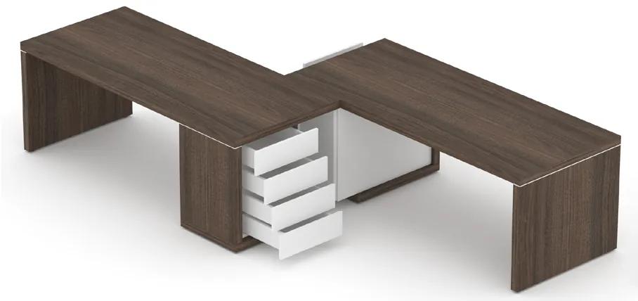 Manažerská sestava stolů s komodou SOLID Z10, volitelná délka obou stolů